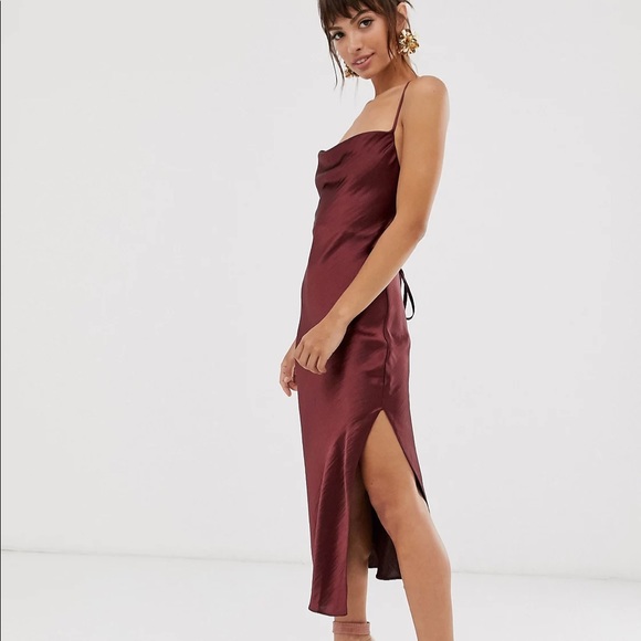 ASOS | Dresses | Asos Cami Midi Slip Dress In High Shine Satin With ...